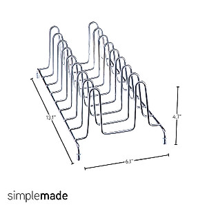 SIMPLEMADE Kitchen Dish Rack Organizer - 2 Wire Metal Cabinet Organizers and Storage Rack for Plates, Dishes, Pots, Pot Lids, Pan Lids, Container Lids - Shelf, Counter & Pantry Organization (Chrome)