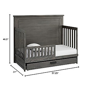 Delta Children Simmons Kids Caden 6-in-1 Convertible Crib with Trundle Drawer, Greenguard Gold Certified, Rustic Grey