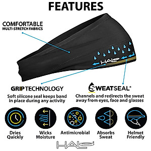 Halo Headband Bandit - Wide Pullover Sweatband for Both Men and Women, Black