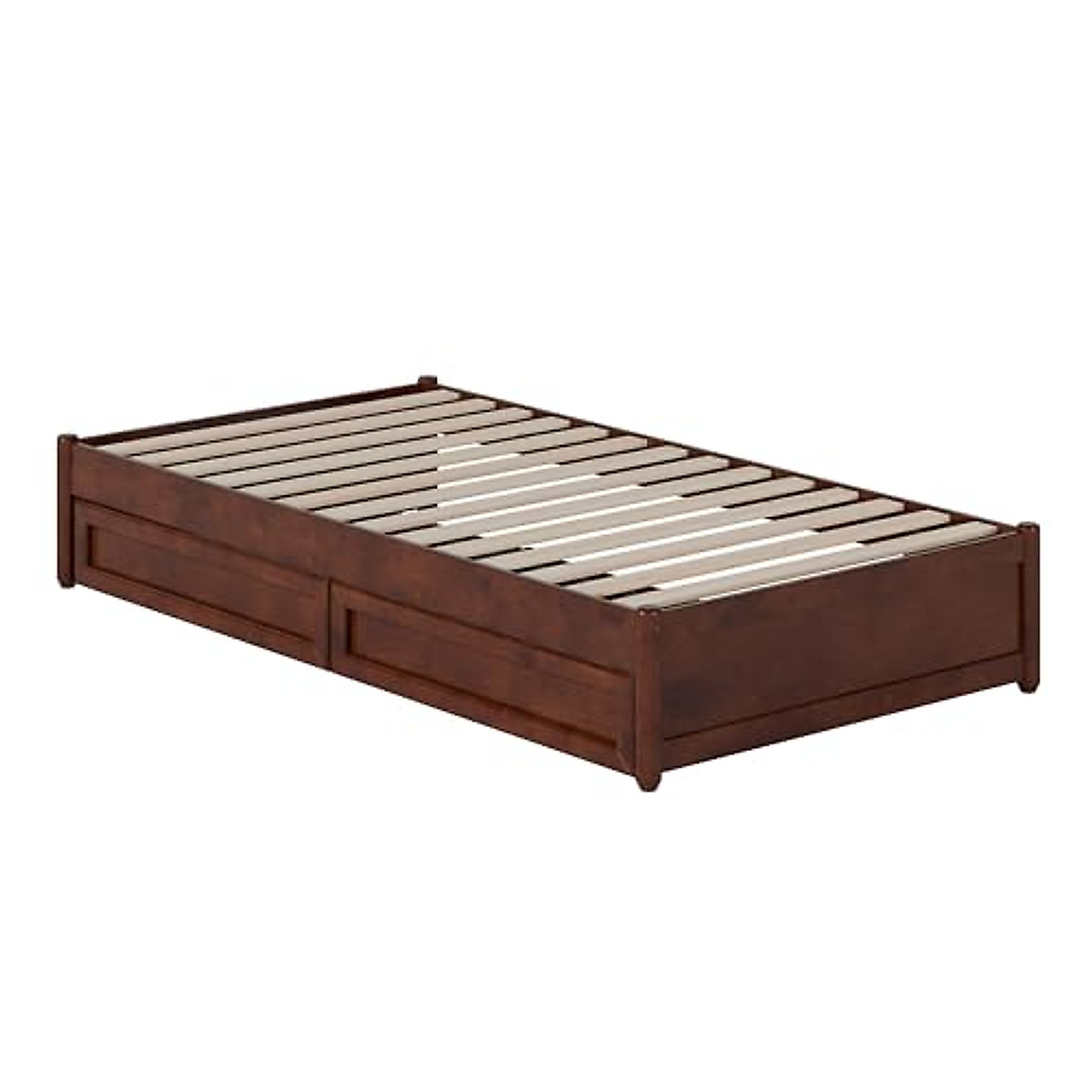AFI, Barcelona Twin Panel Platform Bed with Storage Drawers, Walnut