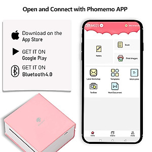 Phomemo M02 Mini Printer- Bluetooth Thermal Photo Printer with 3 Rolls Colorful Sticker Paper, Compatible with iOS + Android for Plan Journal, Study Notes, Art Creation, Work, Gift