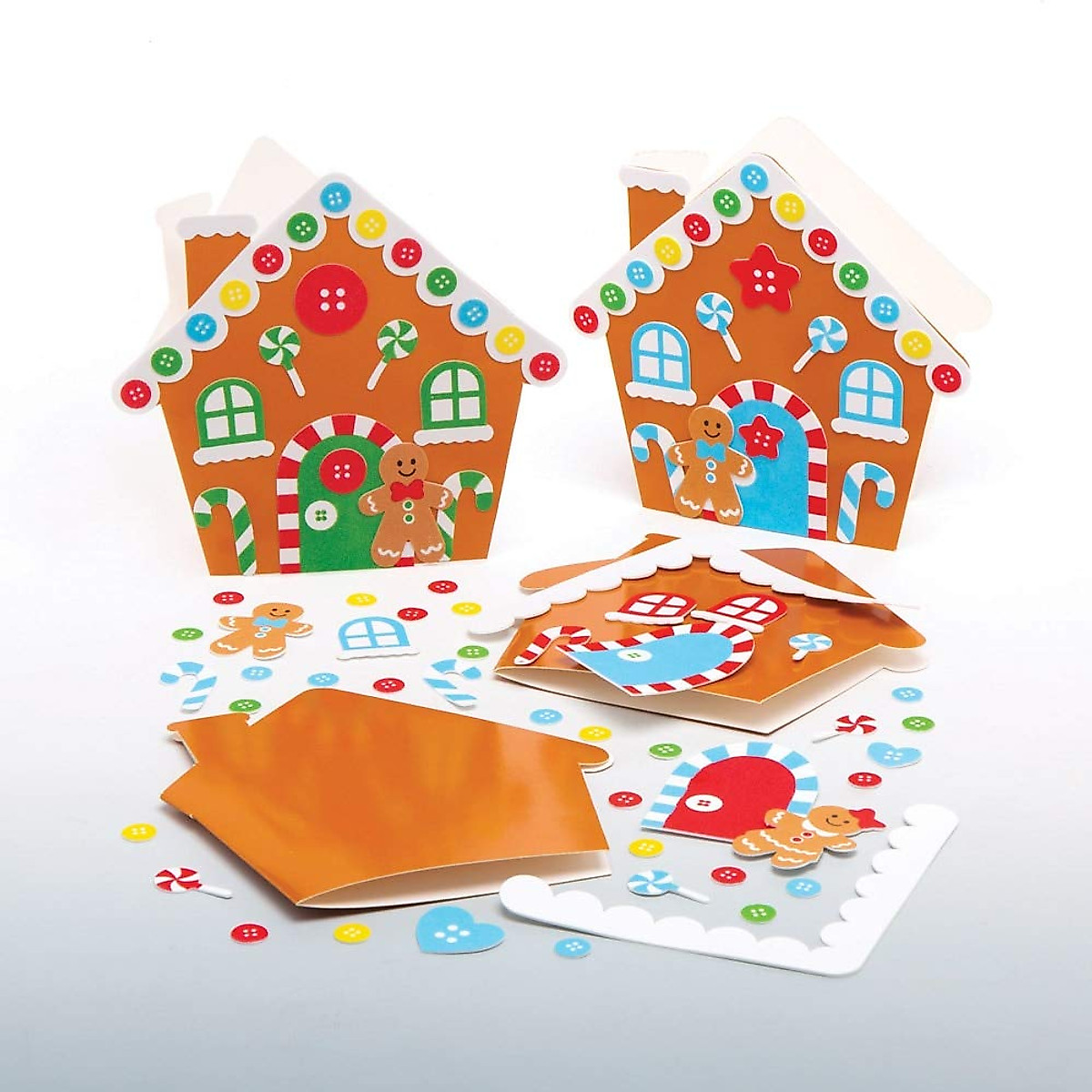 Baker Ross AT186 Gingerbread House Mix & Match Card Kits - Pack of 6, Decorate and Display for Christmas Decorations, Ideal Kids Arts and Crafts Project