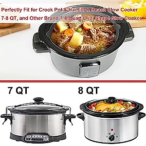 BYKITCHEN 7-8 Quart Reusable Silicone Slow Cooker Liner Compatible with Crockpot, Hamilton Beach Slow Cooker, Large Slow Cooker Insert for Most 7-8 QT Oval Slow Cooker