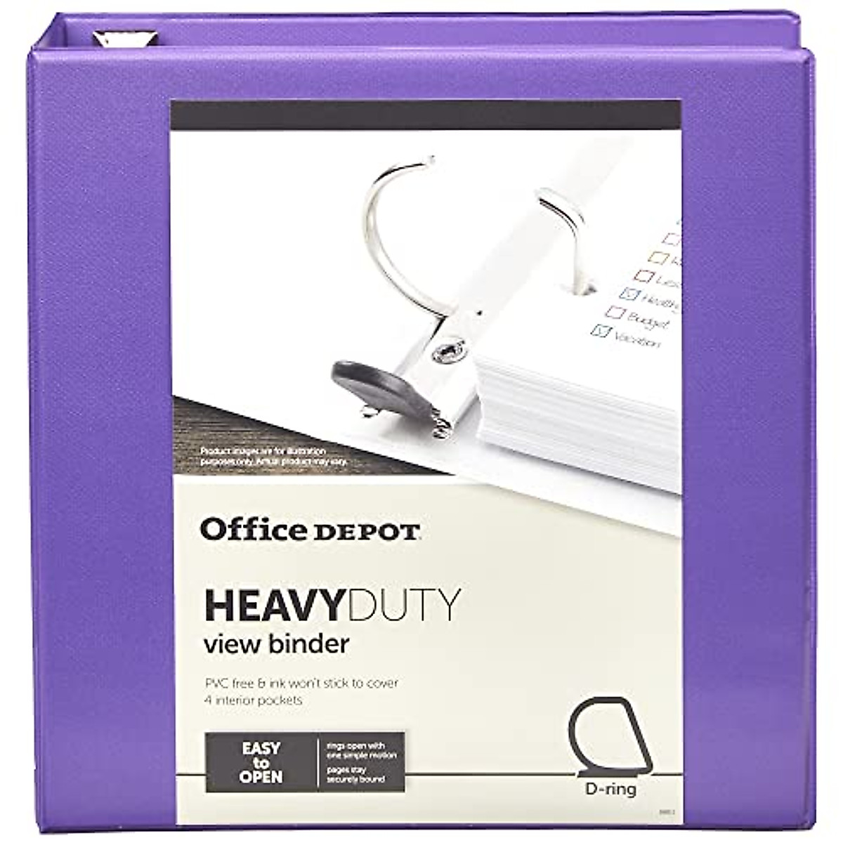 Office Depot® Brand Heavy-Duty D-Ring View Binder, 2" Rings, 54% Recycled, Purple