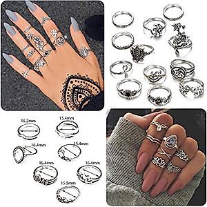 FIBO STEEL 101 Pcs Vintage Knuckle Rings for Women Stackable Midi Finger Ring Set