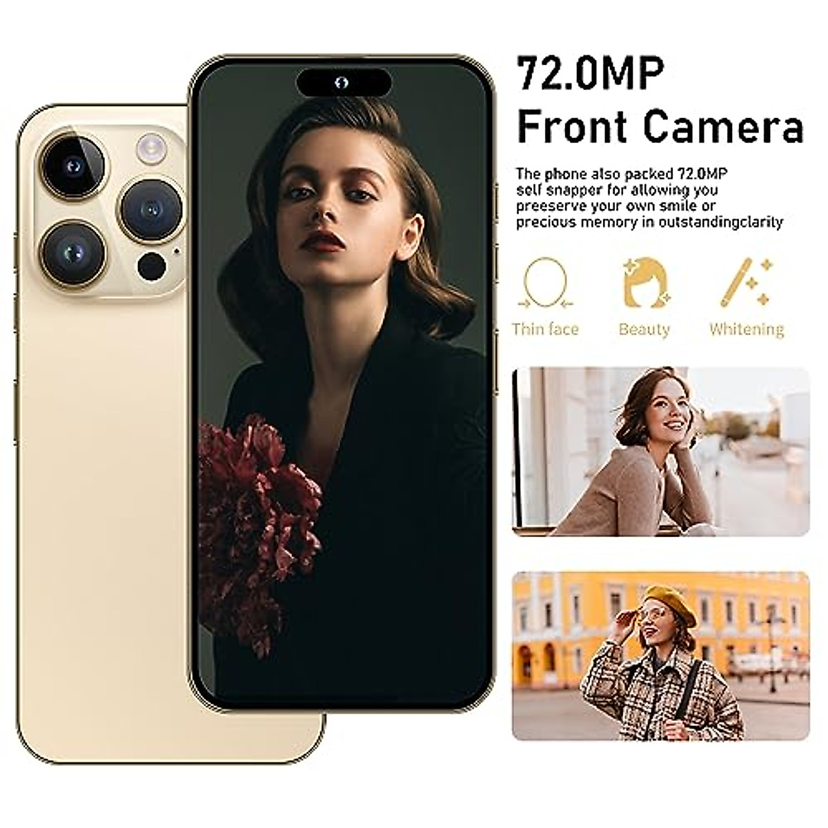 Original Unlocked Mobile Phones for i15 Pro Max, 16GB RAM 1TB ROM Global Version Smartphone, 7.3INCH HD Full Screen, Triple Camera Android Cellphones,Black-1TB