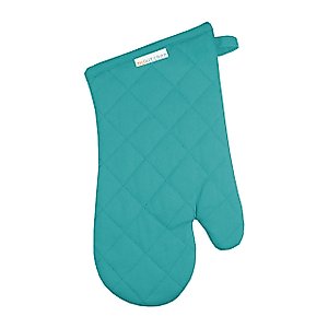 MUkitchen 100% Cotton, Terry-Lined Oven Mitt, 13-Inches, Surf