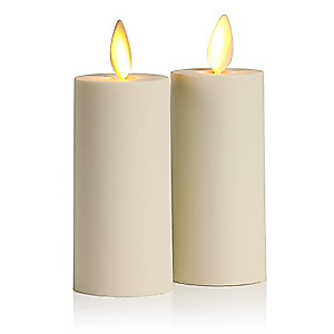 Luminara Realistic Artificial Moving Flame Votive Candle - Set of 2 - Moving Flame LED Battery Operated Lights for Christmas, Halloween - Remote Ready - Remote Sold Separately - Ivory - 1.5" x 4"