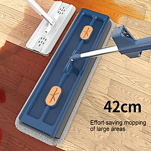 Streamline Mop, Strealinem New Large Flat Mop, Multi-Functional Mop, Style mop Pro, Flat Mop with Wringer, Flat Mop and Bucket System with Washable Pads, for Home Floor Cleaning (Mop + 4 pads+bucket)