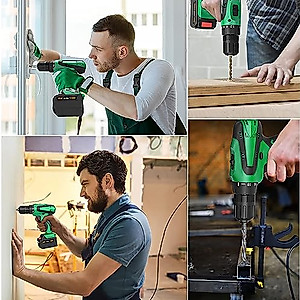 ENZOO 20V Cordless Drill, Electric Power Drill Set with Battery and Charger+23 pc. Impact Driver/Drill Bits, 3/8" Keyless Chuck, 2 Variable Speed, 248 In-lb Torque, 18+1 Position