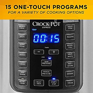 Crock-pot SCCPPA800-V1 Express Crisp 8-Quart Pressure Cooker Includes Air Fryer Lid, Stainless Steel