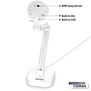 INSWAN INS-1 USB Document Camera — 8MP Ultra HD, Auto Focus, LED Light, Built-in Microphone, Mac OS, Windows, Chromebook Compatible for Distance Learning, Remote Teaching, Web Conferencing, Live Demo