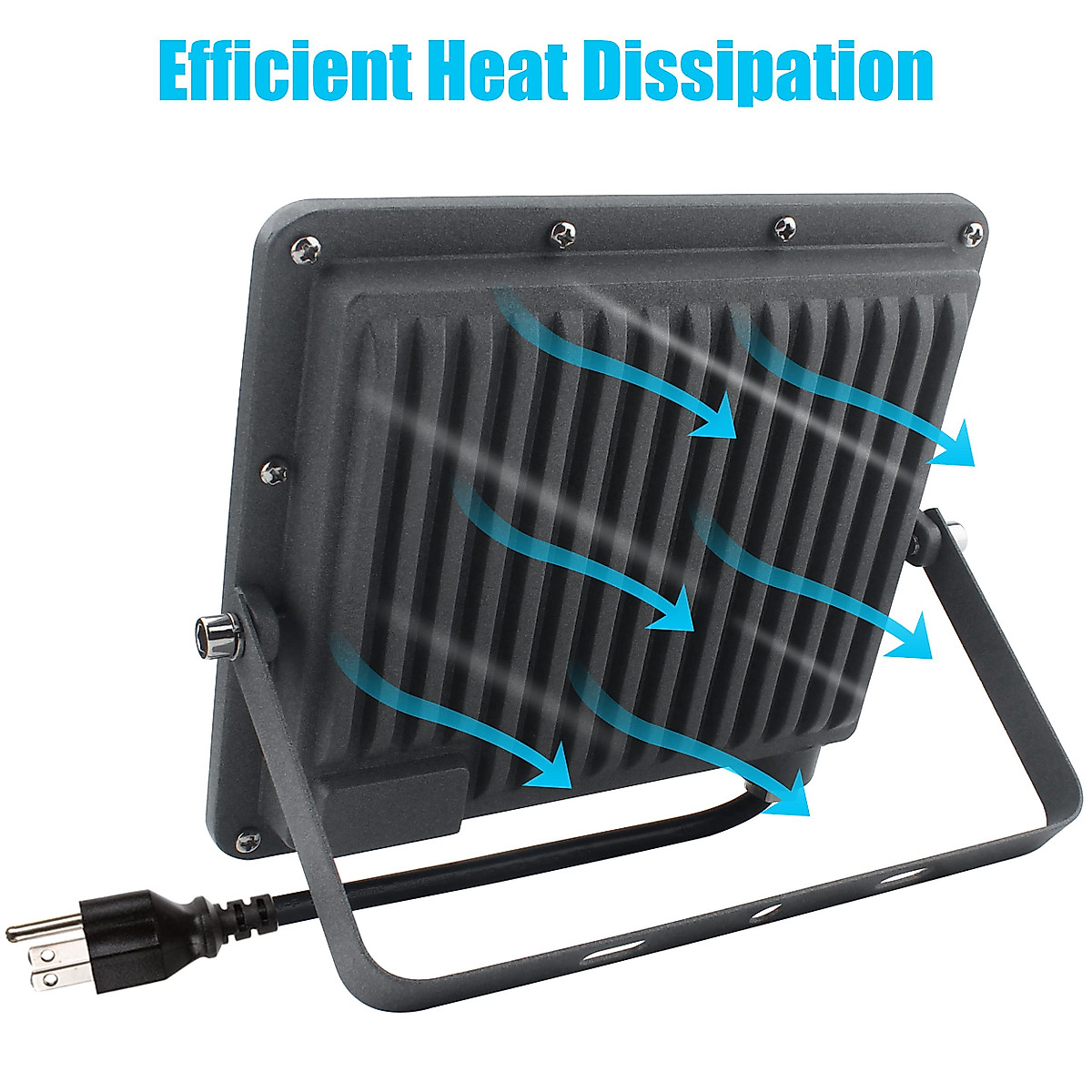 Indmird 2 Pack 60W Led Outdoor Flood Light, Exterior Flood Lights, Plug in Flood Light, for Yard, Stadium, Playground, Lawn,Garden, Garages,Basketball Court