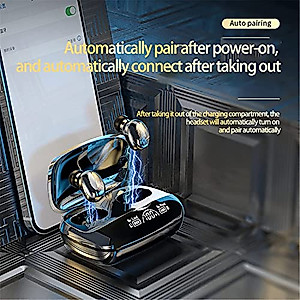 Wireless Earbuds,Bluetooth 5.2 Powerful Bass True Wireless Earphones,IPX6 Waterproof Touch Control HiFi Stereo Sound In Ear CVC8.0 Tech Noise Reduction Headphones with Mic,One-Step Pairing,LED Display