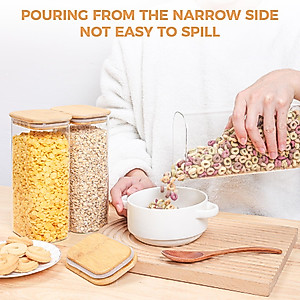 ComSaf 54oz Rectangle Glass Storage Containers with Lids, Glass Jars with Bamboo Lids, Clear Food Storage Jar, Sugar Coffee Containers, Pantry Storage Container for Pasta Rice Flour Oats Nuts Tea