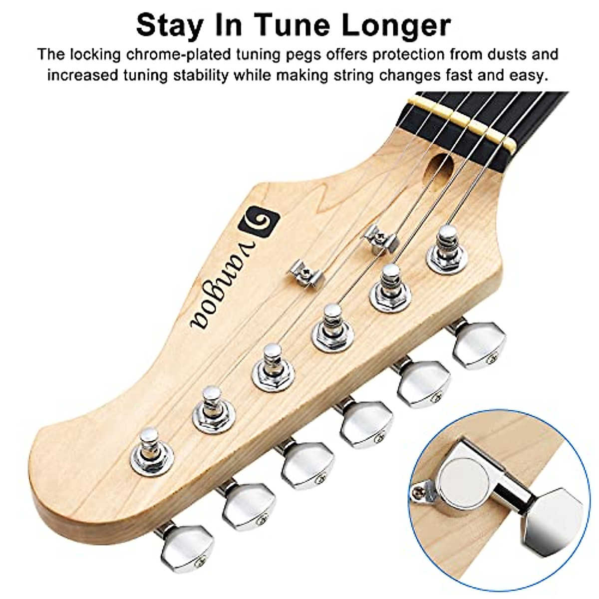 Electric Guitar 39 Inch Full Size Electric Guitar Beginner Starter Kit Bundle with Folding 10W Amp for Adults Teens,Metallic Blue, by Vangoa