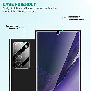 EGV [4 Pack] Compatible for Note 20 Ultra 6.9 inch, 2 Pack Soft TPU Screen Protector and 2 Pack Camera Lens Protector[Case Friendly][Bubble Free][Support Ultrasonic Fingerprint]