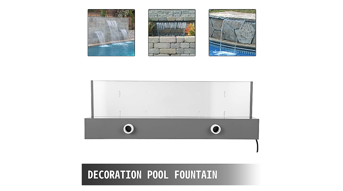Happybuy Fountain Spillway 23.6x3.2x8.1 Inch, Pool Waterfall Fountain ...