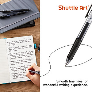 Shuttle Art Black Gel Pens, 48 Pack(20 Gel Pens with 28 Refills) Retractable Medium Point Rollerball Gel Ink Pens Smooth Writing with Comfortable Grip for Office School Home Work