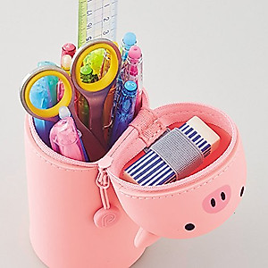 LIHIT LAB Kawaii Japanese Panda Large Stand Up Pencil Case For School Office College, Cute School Supplies, Animal Pen Holder Pencil Pouch Holder Girls, Artist Pencil Case, Panda (A7714-6)