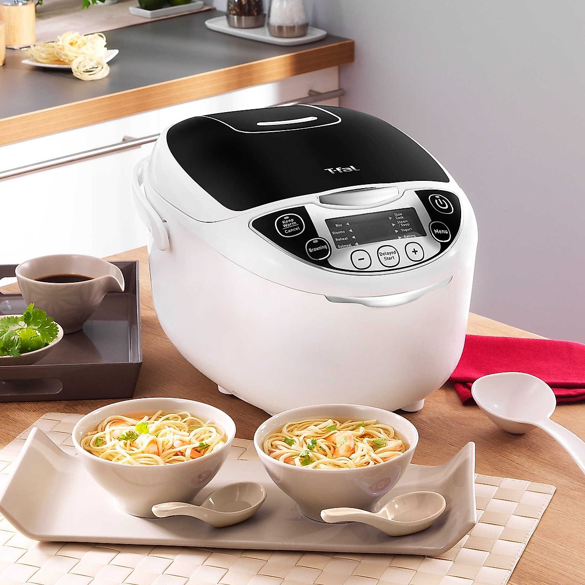 T-fal RK705851 10-In-1 Rice and Multicooker with 10 Automatic Functions and Delayed Timer, 10-Cup, White