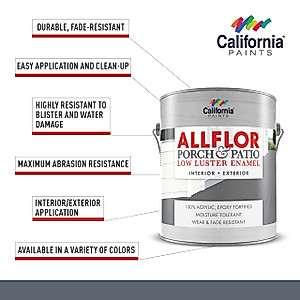 CALIFORNIA PAINTS ALLFLOR Porch, Patio and Floor Enamel Paint, Black, 1 Quart, Extremely Durable Water-Based Formula, Ideal for Patios, Pool Decks, Basements & More