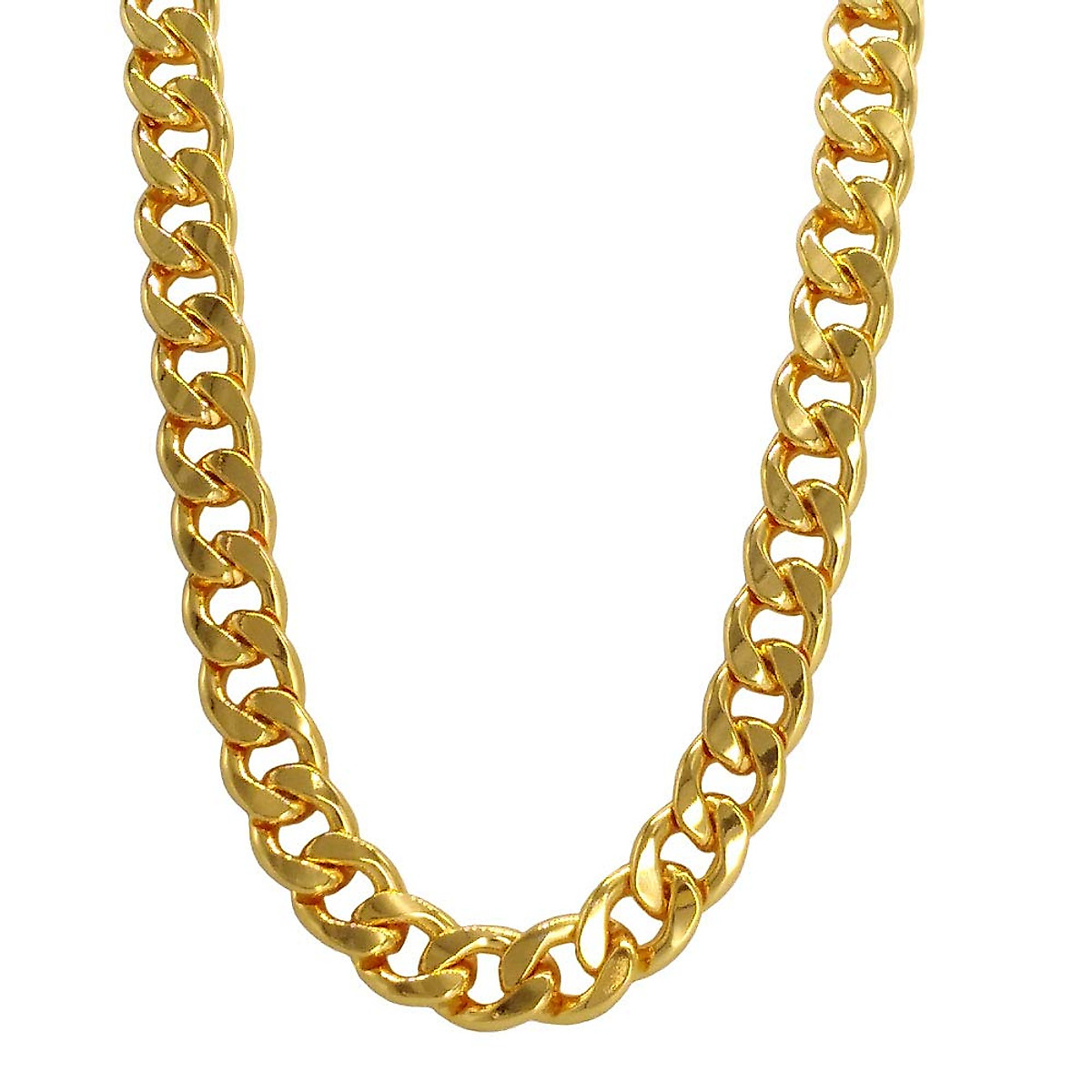 TUOKAY 18K Faux Gold Chain Necklace, 90s Punk Style Necklace Costume Jewelry, Hip Hop Turnover Chain Necklace, Stainless Steel (24 inches, 10mm)