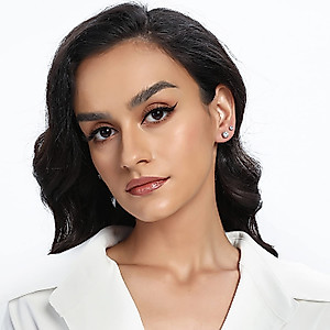 Pack of 5 Pairs 925 Sterling Silver Round Stud Earrings Set for Women and Men, 18K White Gold Plated Round Clear Cubic Zirconia Hypoallergenic Earrings 3-7mm