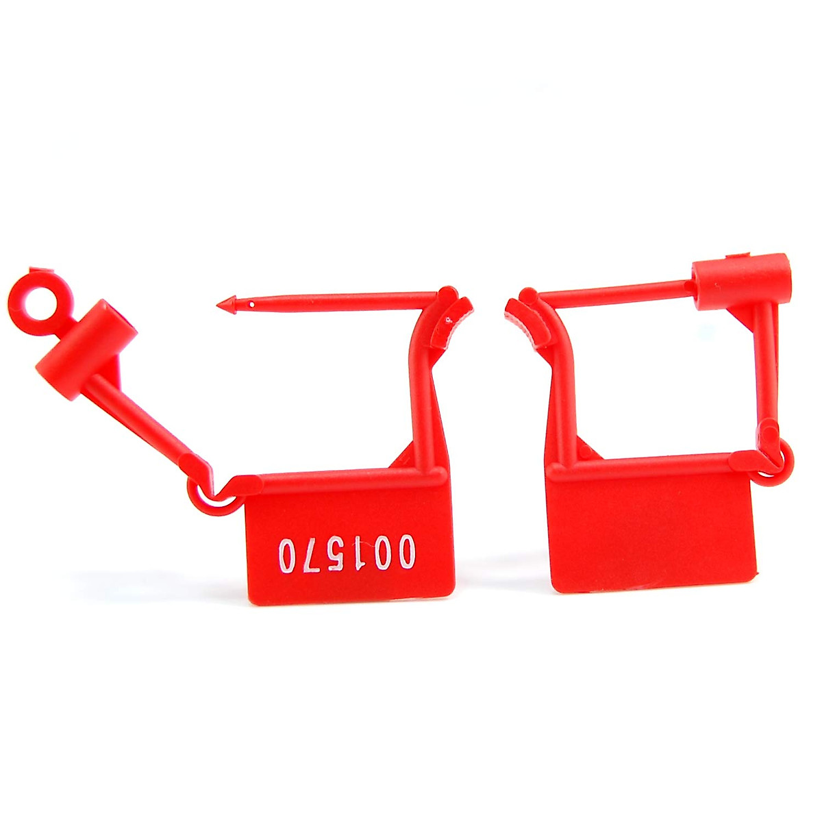 Leadseals(R) Plastic Security Padlock Seals Numbered Tamper Proof Disposable Self-Locking Plastic Medical Tags (Pack of 100 PCS) (Red)