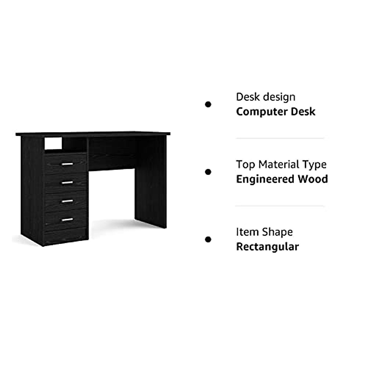 Tvilum Desk with 4 Drawers, Black Woodgrain