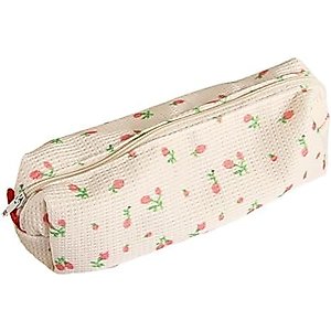 YSSZAM Pink Floral Styl Pencil Bag Women Pencil Case Pen Holder Coin Pouch Cute Simple Pen Bag Stationery Organizer Multifunction Cosmetic Makeup Storage Bag ，Pen, Pencil and Marker Cases