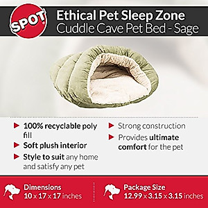 Ethical Pets Sleep Zone Cuddle Cave - Pet Bed for Cats and Small Dogs - Attractive, Durable, Comfortable, Washable. by SPOT, Sage, 22x17