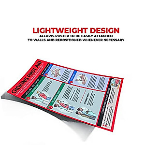 Safety Choking Victim Poster Measures 12" x 18", Choking First Aid Poster for Infants, Kids, Pregnants, and Adults, First Aid Guide Quick Reference Guide, Laminated by Ring Binder Depot