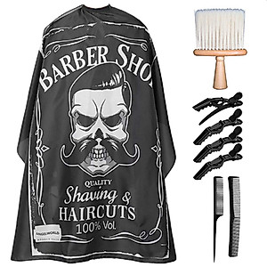 So Cool Professional Barber Cape with Adjustable Metal Clip Hair Cutting Cape Salon Cape Hairdressing Cape Neck Duster Brush Hair Comb Hair Clips Set