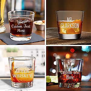TEEAMORE Personalized Rocks Old Fashioned Cocktail Glass Add Your Text Etched Whiskey Glasses Gift Customization 9oz