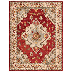 SAFAVIEH Antiquity Collection Area Rug - 8' x 10', Red & Grey, Handmade Traditional Oriental Wool, Ideal for High Traffic Areas in Living Room, Bedroom (AT520Q)