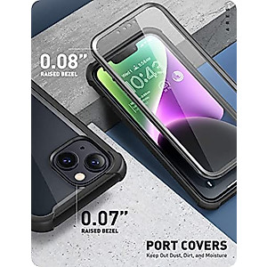 i-Blason Ares Designed for iPhone 14 Plus Case 6.7 inch (2022 Release), Dual Layer Rugged Clear Bumper Case with Built-in Screen Protector (Black)
