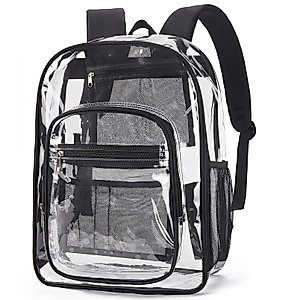 Telena Clear Backpack, Heavy Duty TPU See Through Bookbag Transparent Backpack for College - Black