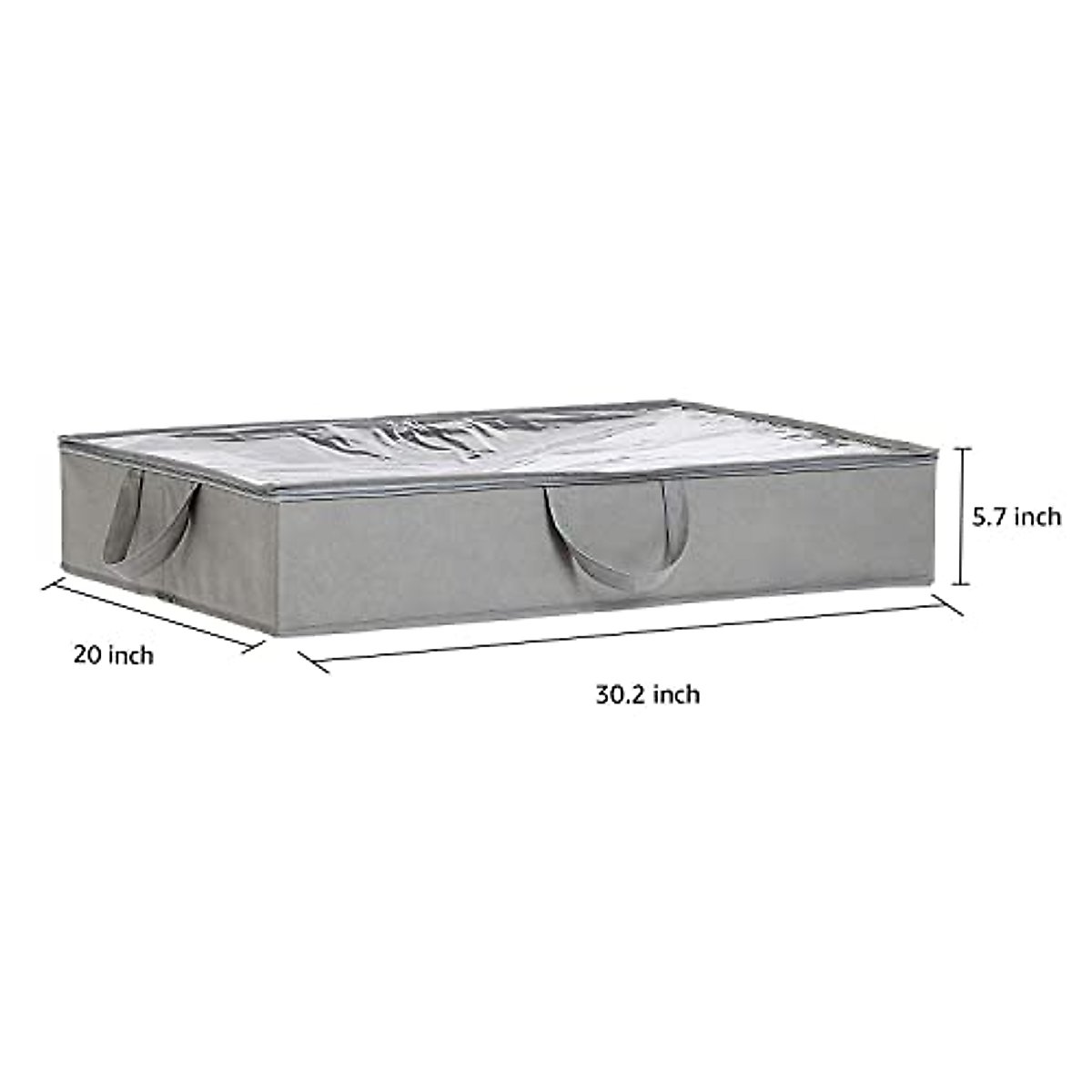 Amazon Basics Under Bed Fabric Storage Container Bags with Window and Handles - 2-Pack, 30.2 x 20 x 5.7 Inches, Gray