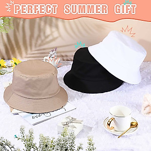 3 Pcs XXL Bucket Hat for Big Head Summer Oversize Fisherman Hats Travel Beach Hat Unisex Cotton Hat Lightweight Fishing Hats for Women Men Teen Outdoor Vacation, Black Khaki and White