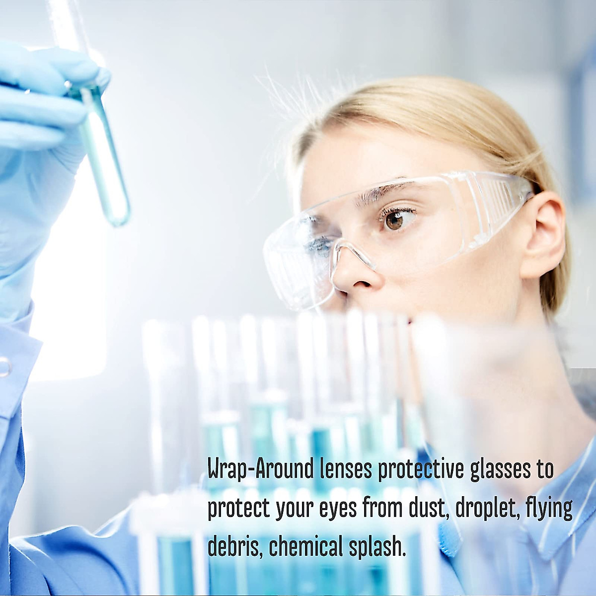 NAMSAN Clear Safety Goggles Lab Protective Eyewear over Prescription Glasses Job Protective Goggles Anti Droplet Debris Eye Protection