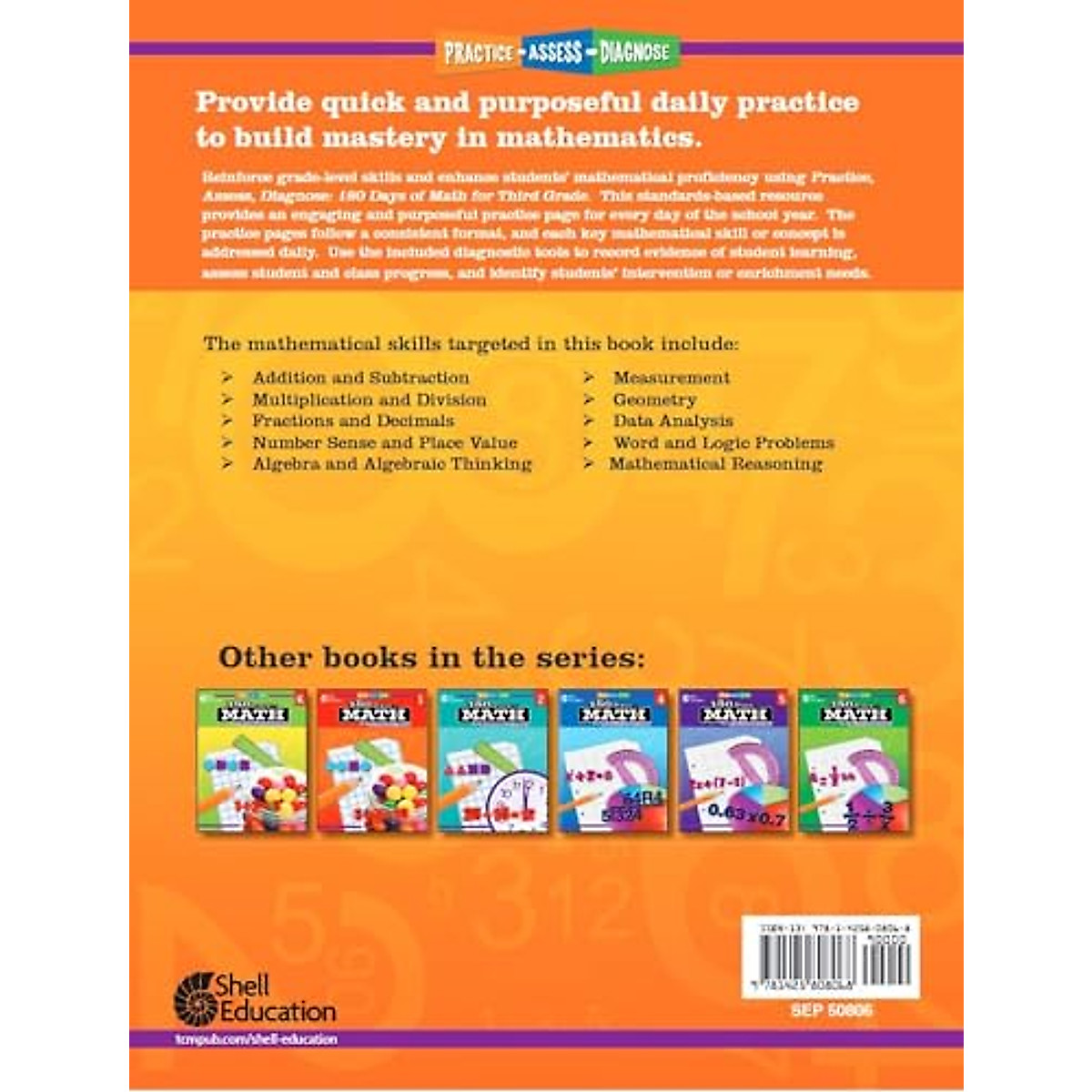 Shell Education 180 Days of Math for Third Grade (180 Days of Practice)