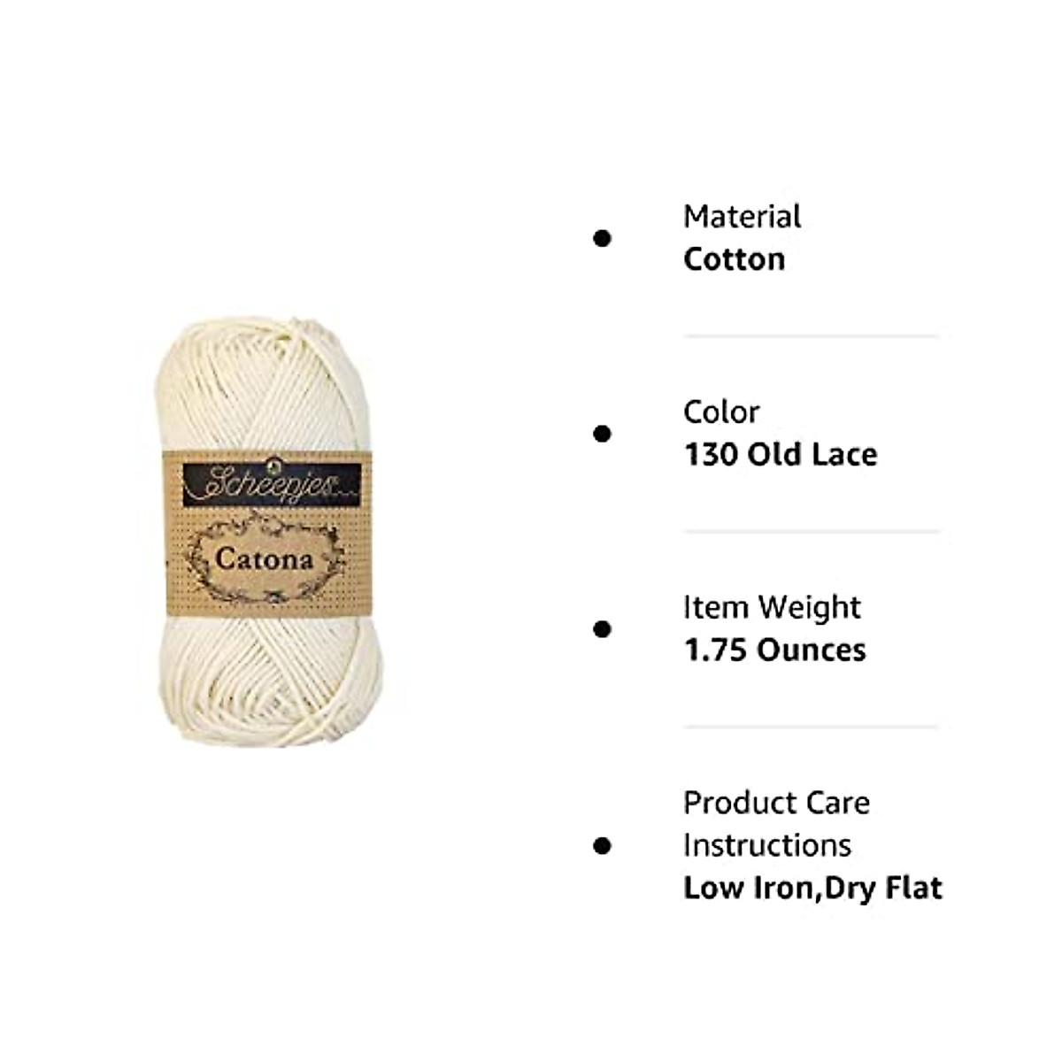 Catona Scheepjes 50gm Mercerized Cotton Yarn (130 Old Lace)