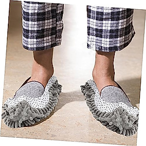 Lurrose 2 Pairs Mopping Slippers Cover Foot Cleaner Dust Mops Shoe Covers for Indoors Floor Cleaning Tool Kitchen Mop Floor Cleaning Shoes Dust Mop Covers Elastic Cleaning Tools Cleaner
