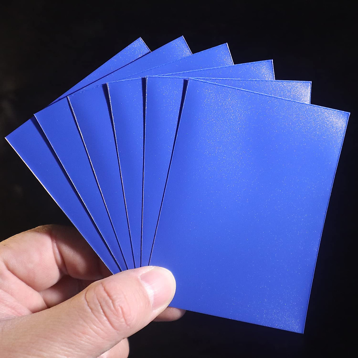 50PCS Premium GEM Laser Shinny Outer Matte Holographic Card Sleeves Holo Card Cover Standard Size Shiny Foil Trading Card Sleeve Kpop Photo Cards Protector 66x91mm Suitable in Binders (Blue)