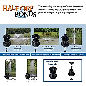 HALF OFF PONDS Aqua Marine Floating Fountain with Large Float, (3) Spray Pattern Nozzles, 3,000 GPH Pump with 100' Cord and (3) 3-Watt Color Changing Light Kit with Remote - AQF30003X3-100