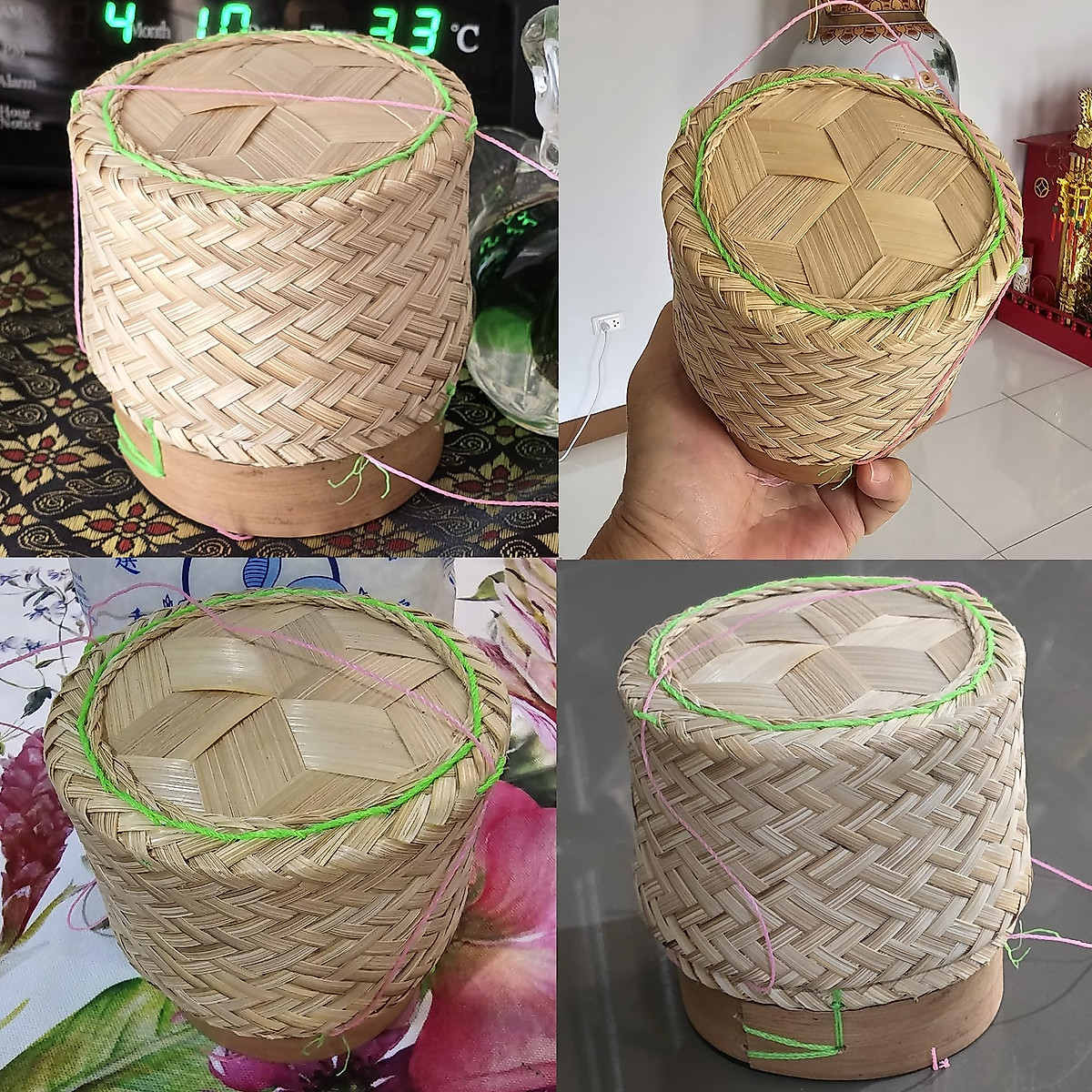 Heavens Tvcz Sticky Rice Basket Small Kratip Container Thai Serving Bowl Bamboo Rice Thai Laos Traditional Weave Wickerwork Serving Keeping Rice