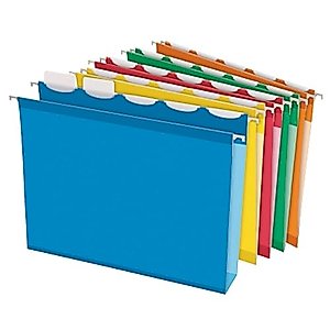 Pendaflex Ready-Tab Extra Capacity Reinforced Hanging File Folders, Letter Size, Assorted Colors, 5 Tab, 20/BX (42700)
