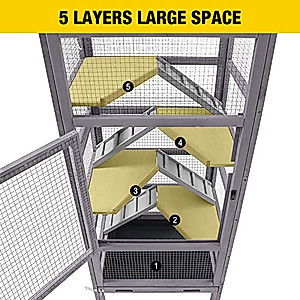 Aivituvin Ferret Cage Rat Habitat 5 Levels for Chinchilla,Lizard,Squirrel, Chameleon,Gerbil and Other Small Animal,Prevent Escape