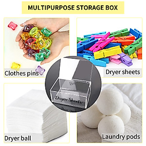 Acrylic Dryer Sheet Dispenser with Hinged Lid Clear Laundry Dryer Sheet Holder Dryer Sheet Container for Home Laundry Room Organization and Storage Laundry Softener Dispenser Laundry Room Decorations